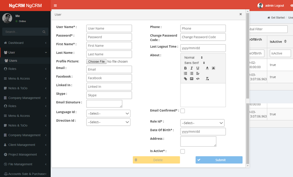 NgCRM Angular 7 CRM SinglePage Boilerplate Application | .net core api ... NgCRM Angular 7 CRM SinglePage Boilerplate Application | .net core api ...